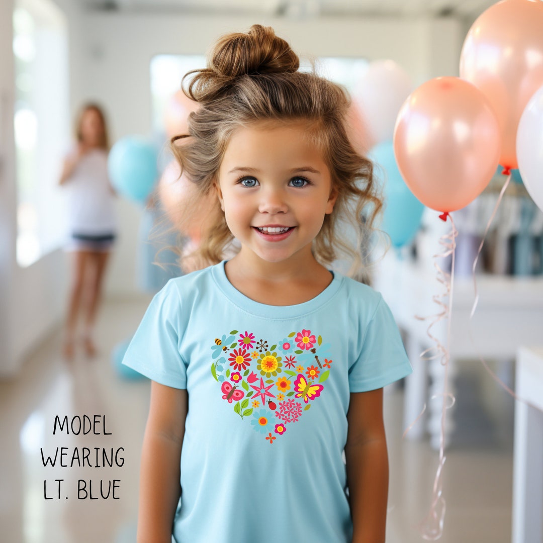 Floral Heart, Butterfly Shirt, Girls Youth Shirt, Girls Clothing ...