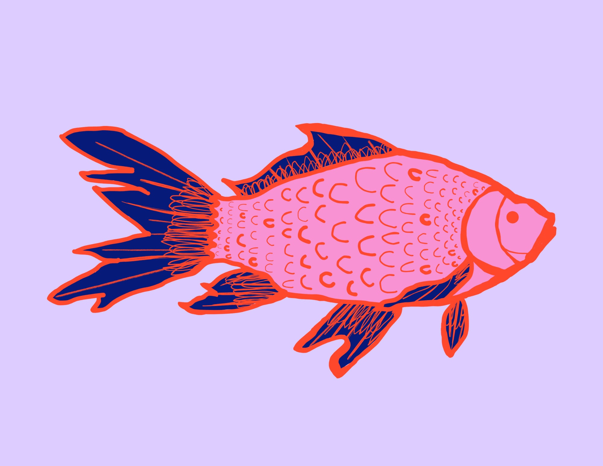 Goldfish - All Size Included - Printable Digital Artprint Illustration ...