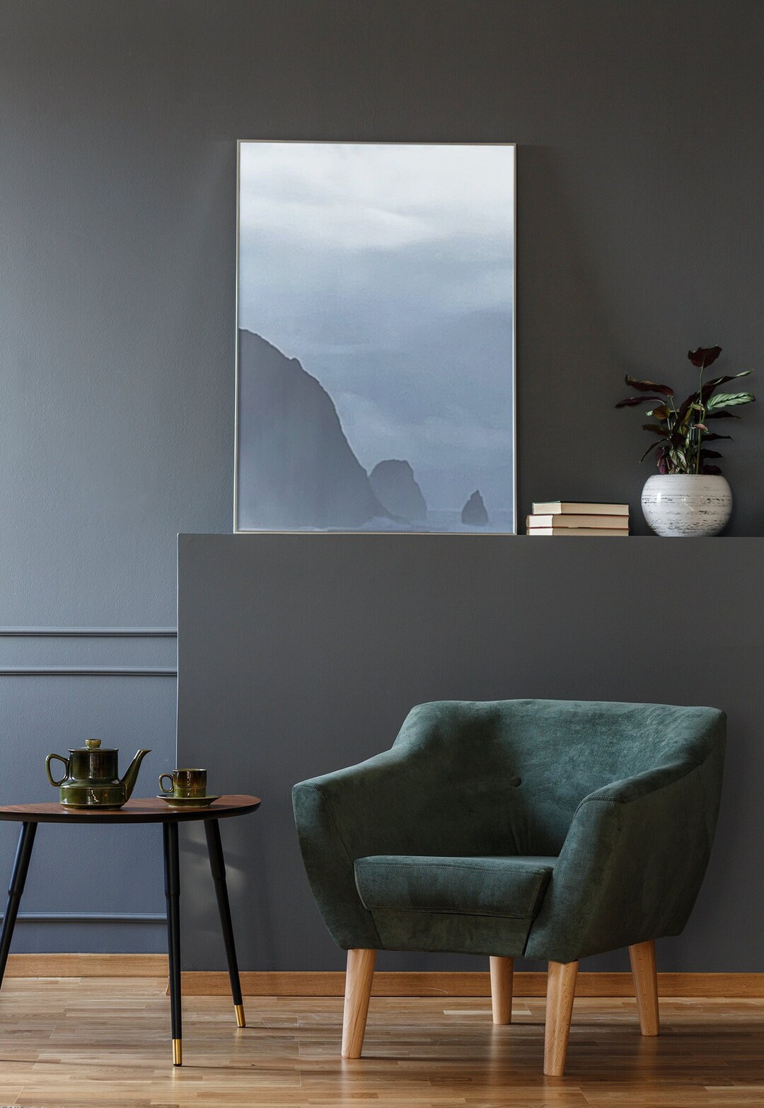 Cannon Beach Modern Grey Scale Art Print, Abstract Poster, Bedroom Wall ...