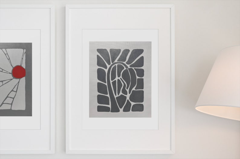 Grey Scale Weeping Tulip, Modern Art Print, Abstract Poster, Bedroom ...