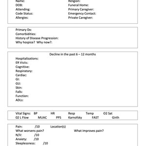 Hospice Start of Care Admission Cheat Sheet - Etsy