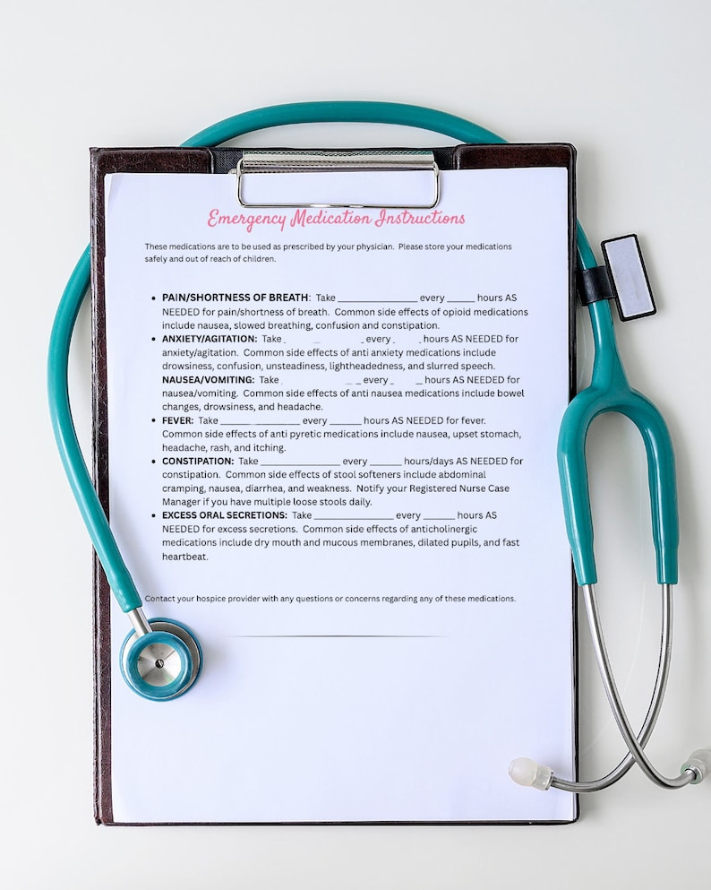 Printable Hospice Emergency Medication Education Template for ...