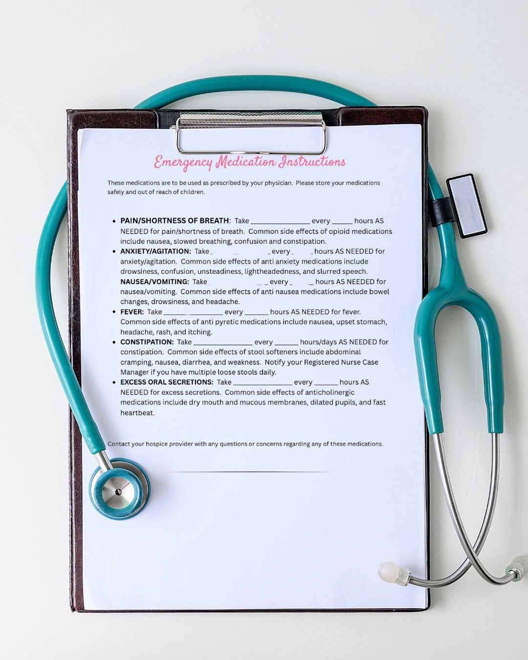 Printable Hospice Emergency Medication Education Template for ...