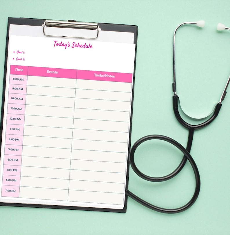 Printable Daily Schedule and Goal Tracker Template for Nurses - Etsy