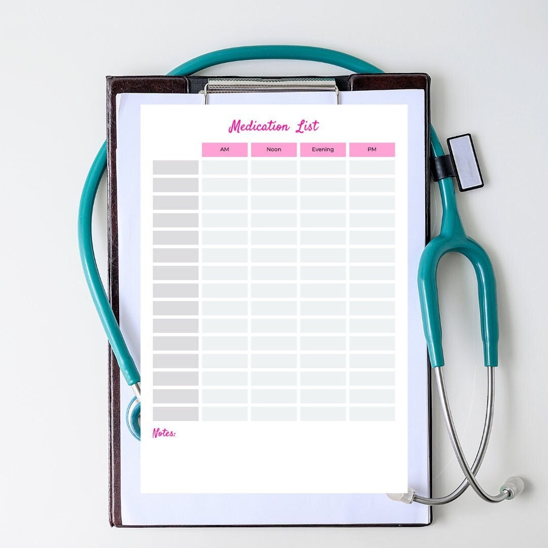 Printable Medication List Template for Nurse Case Managers, Patients ...
