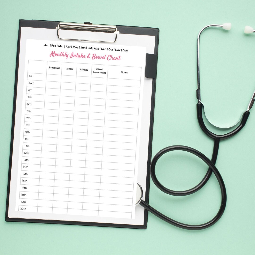 Printable Food Intake and Bowel Movement Assessment Sheet Template - Etsy