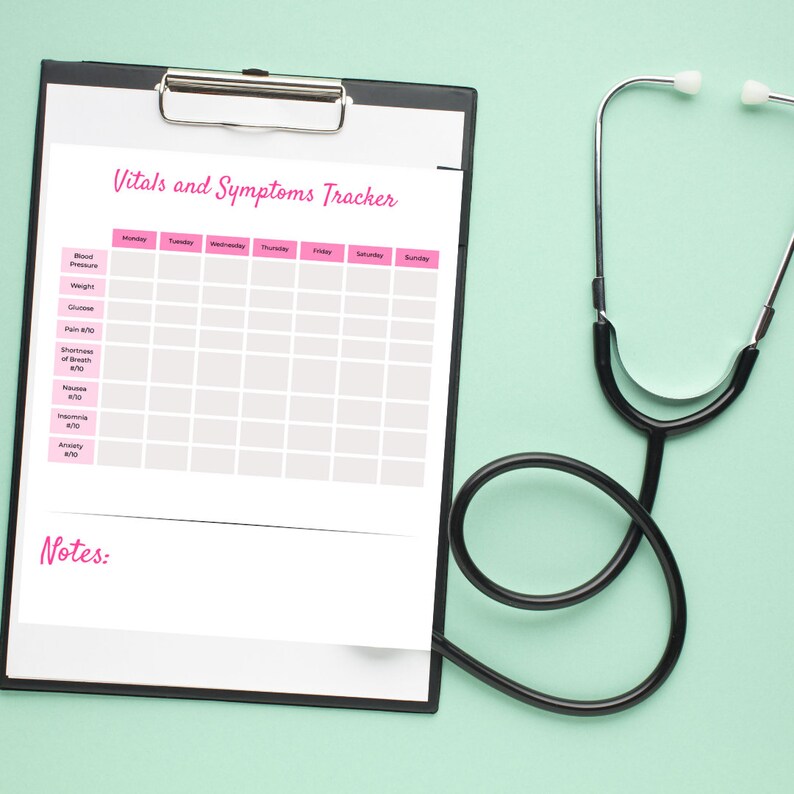 Printable Vital Signs and Symptoms Tracker for Nurse Case Managers and ...