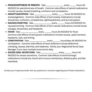 Printable Hospice Emergency Medication Education Template for ...