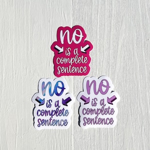 NO is a Complete Sentence Vinyl Sticker | Water Bottle, Laptop Decal - Etsy