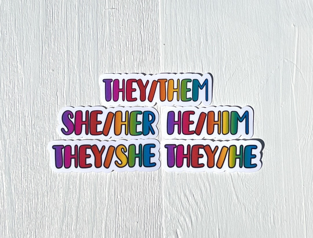 Rainbow Pronoun Stickers: Available in Packs of 1, 5 or 10 | Pride ...