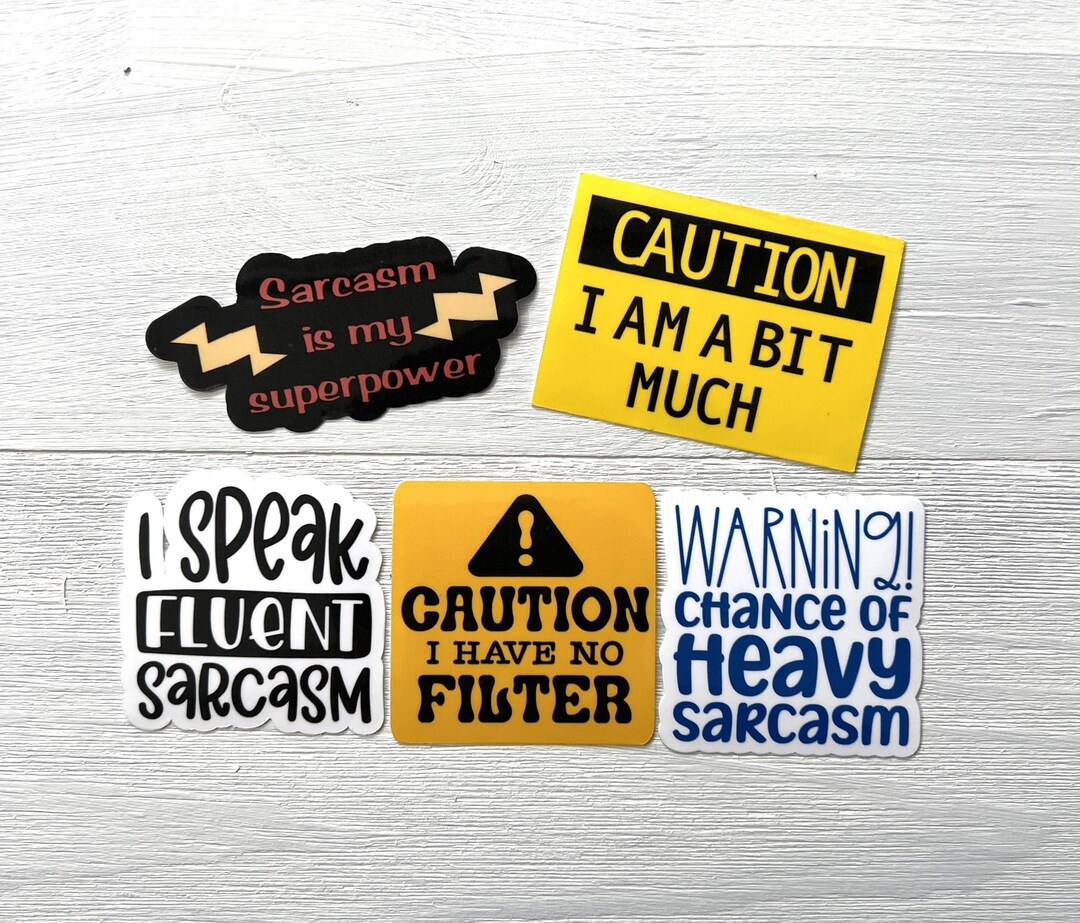 Sarcasm Warning Sticker Pack: Funny Laptop Stickers - Etsy