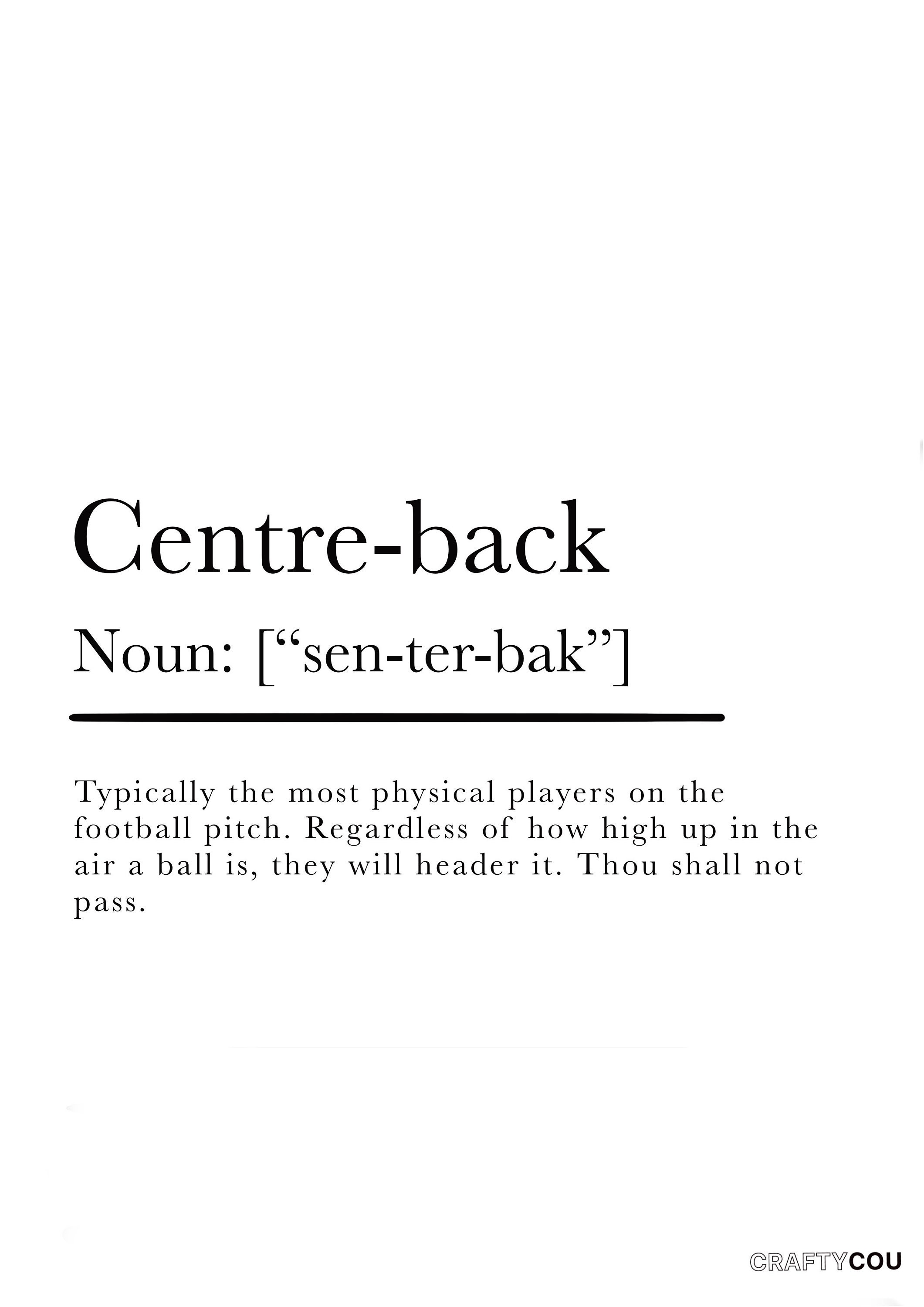 A4 Digital Centre-back Definition Print Printable Wall Art Football ...