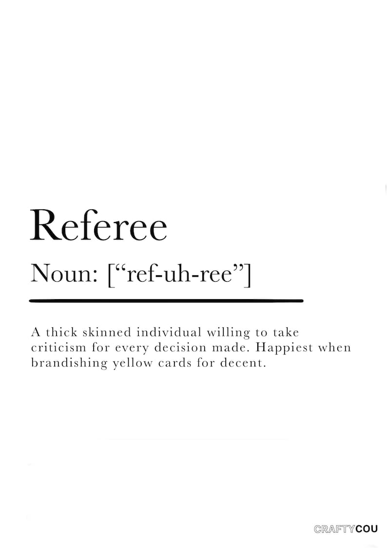 A4 Digital Referee Definition Print | Printable Wall Art | Football ...