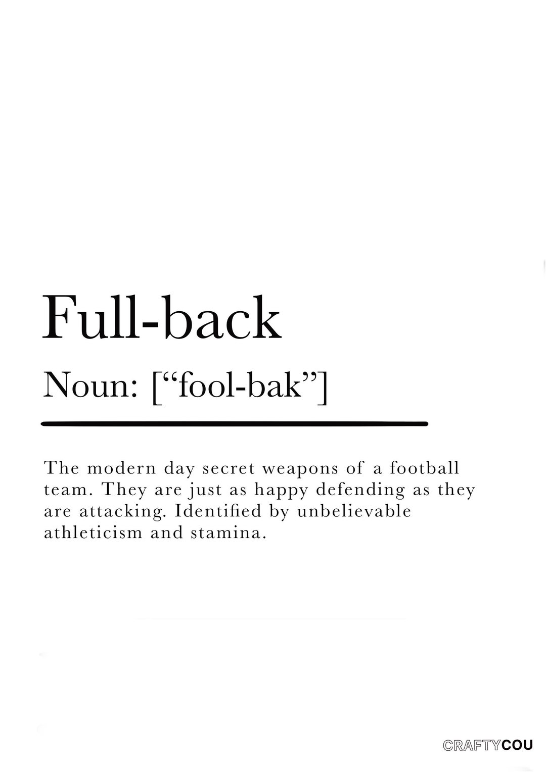 A4 Digital Full-back Definition Print | Printable Wall Art | Football ...