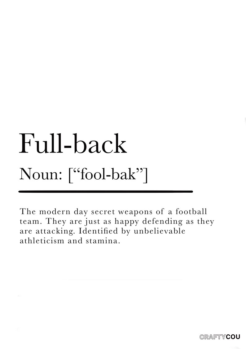 A4 Digital Full-back Definition Print | Printable Wall Art | Football ...