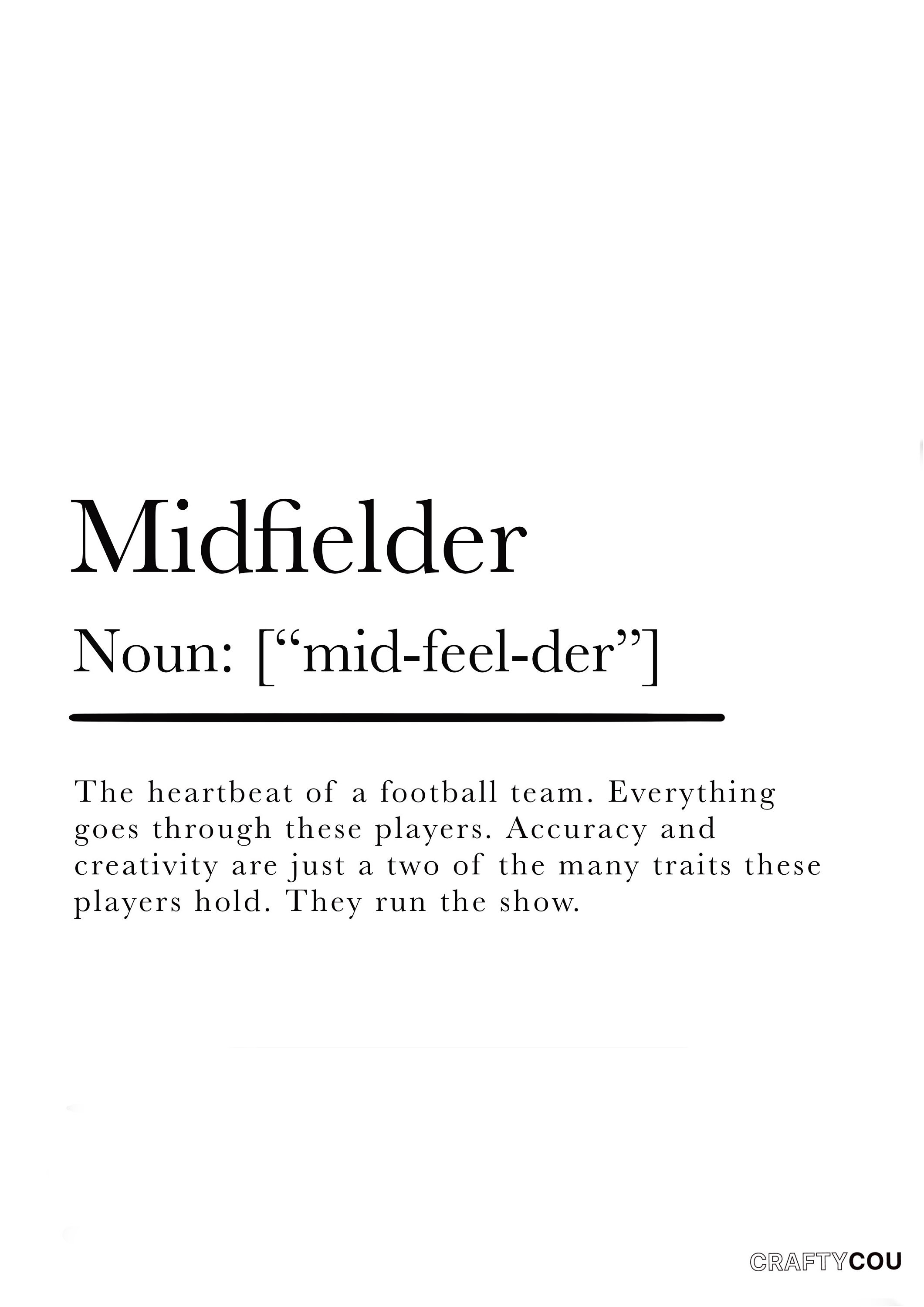 A4 Digital Midfielder Definition Print Printable Wall Art Football ...