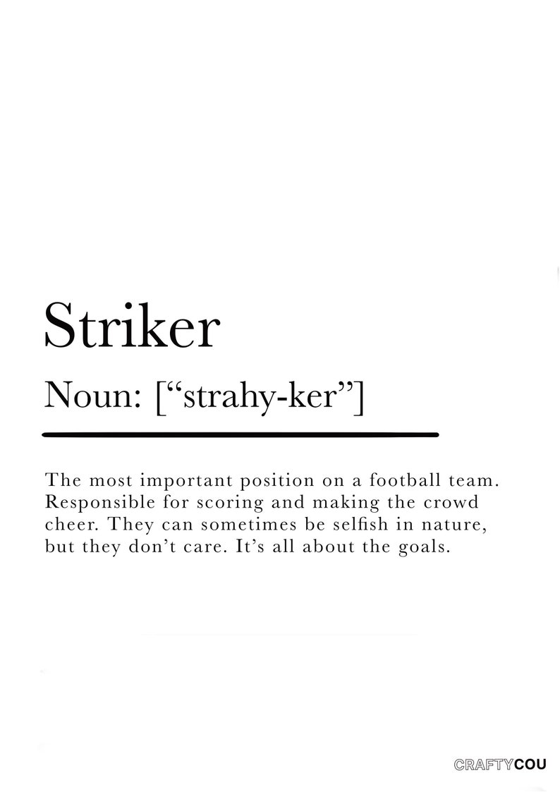 A4 Digital Striker Definition Print | Printable Wall Art | Football ...