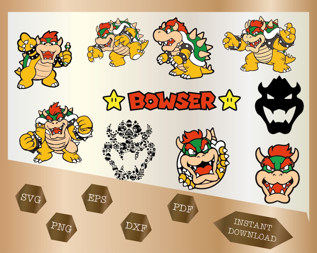 Paquete bowser svg super mario svg anime svg videojuego - Etsy España