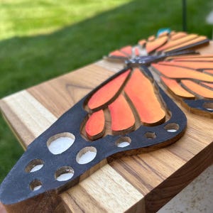Wooden Hand-painted Butterfly Wall Art, Monarch Butterfly Wood Carving ...