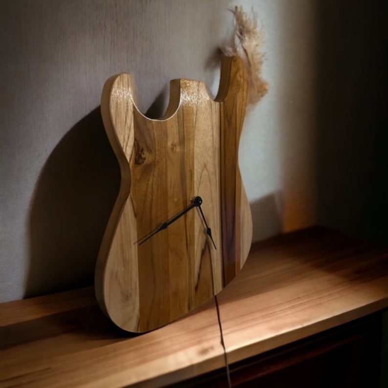 Wooden Guitar Clock | Guitar Wall Art | Guitar Table Art | Wooden ...