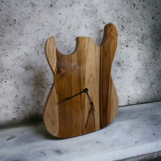 Wooden Guitar Clock | Guitar Wall Art | Guitar Table Art | Wooden ...