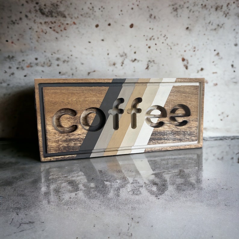 Wooden Coffee Bar Sign, Hand-painted Retro Coffee Shelf Decor, Coffee ...