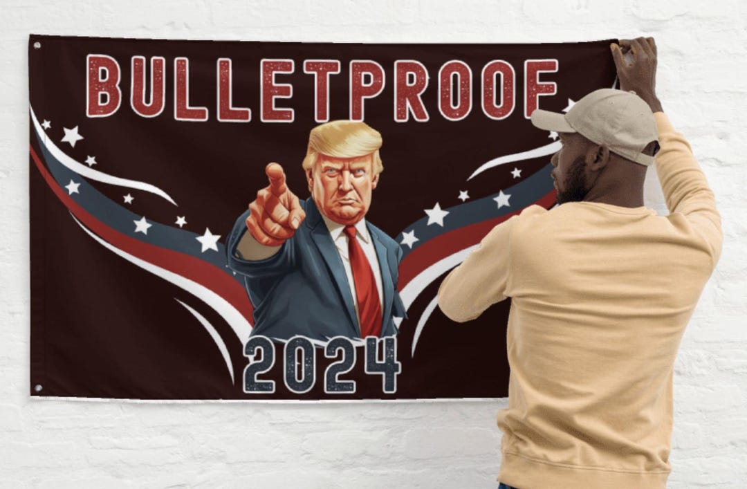 Trump Bulletproof 2024 Flag, Flag With Gromets, USA Themed 34.5 X 56 in ...