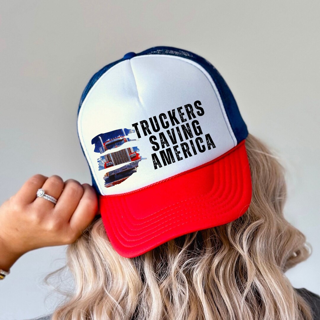Trucker Hat Gift for Patriotic Big Rig Truck Driver, Snapback Hat, USA ...