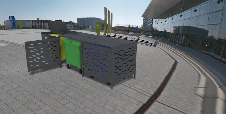 1100 L Waste Bin Housing - Openwork Panels, Plans DXF, STP - Etsy