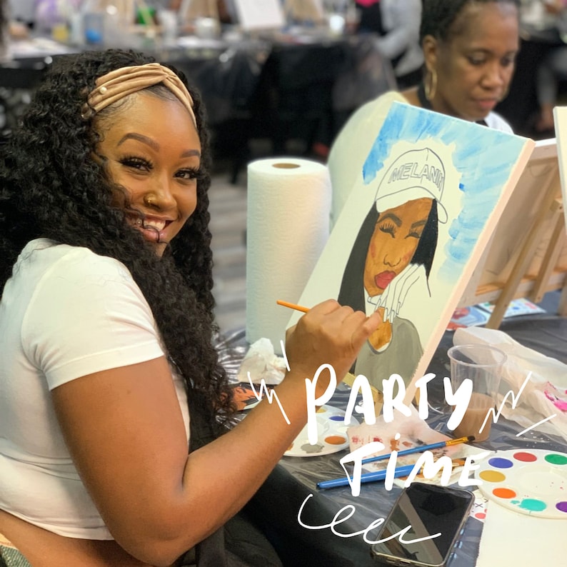 Black Woman DIY Paint Party Kit, Paint and Sip Canvas, Sip and Paint ...