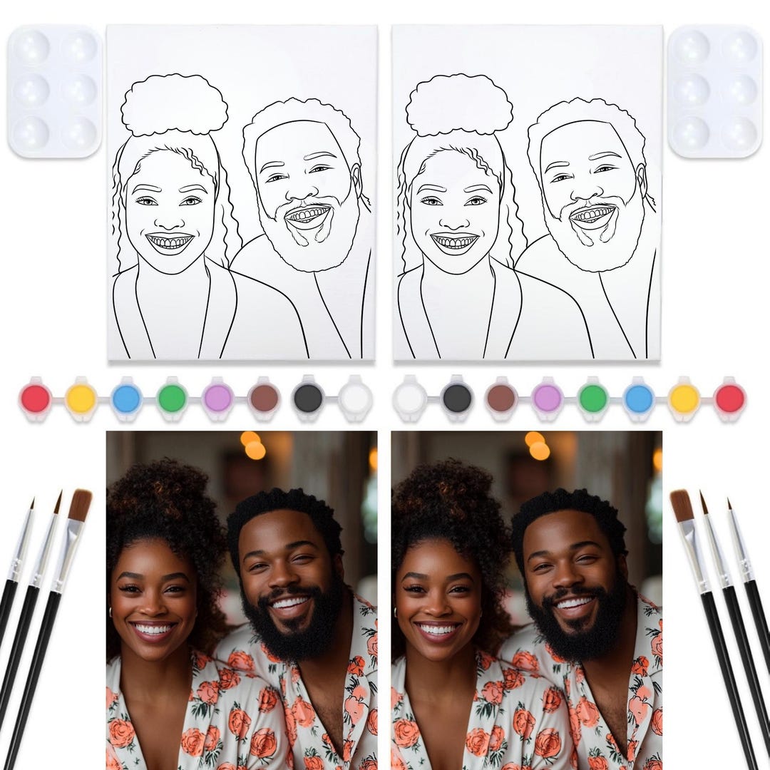 Paint Your Partner Art Kit, Couples Sip and Paint Kit, Custom Portrait ...