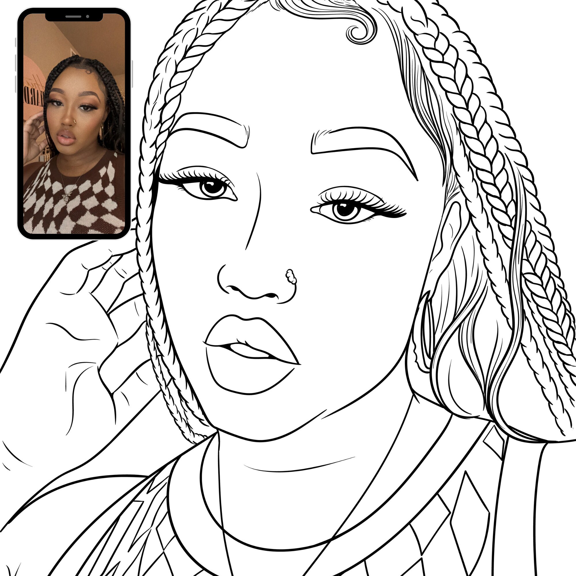 Custom Self Portrait Line Art Template | DIY Paint and Sip Party ...