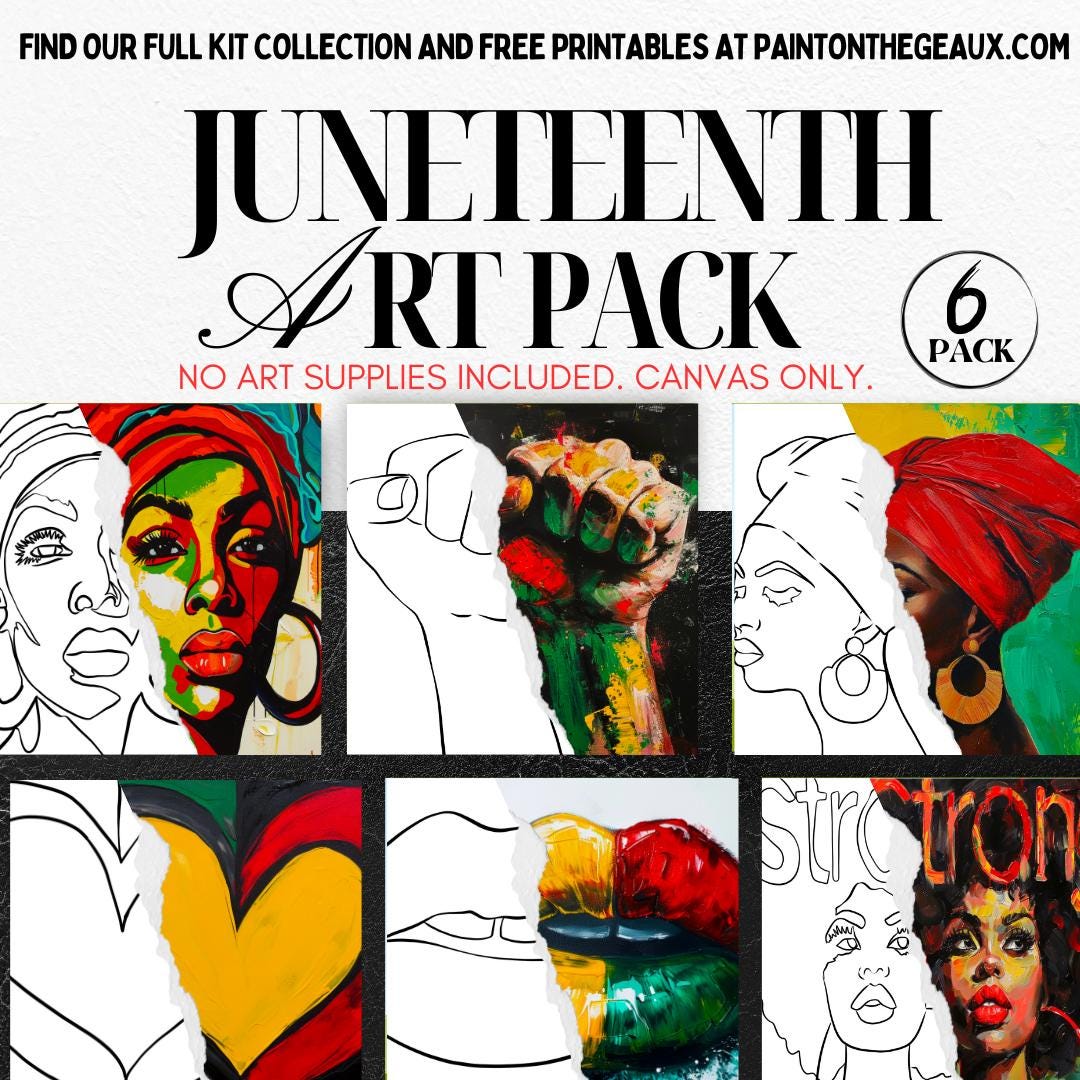 6-pack Juneteenth DIY Paint and Sip Canvas Set for Paint Parties, DIY ...
