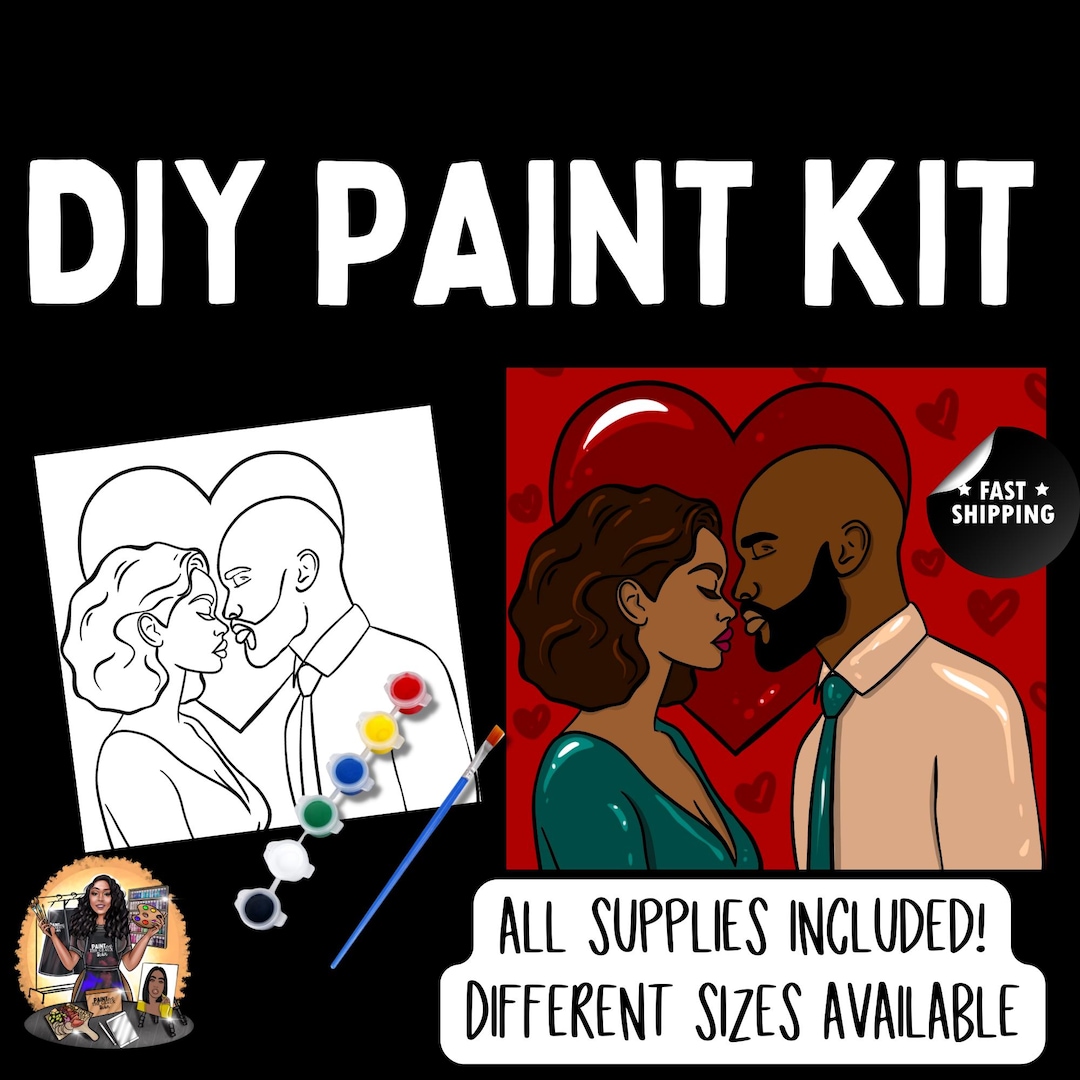 Couples Date Night Paint Kit, DIY Sip & Paint Party, Canvas Art for ...