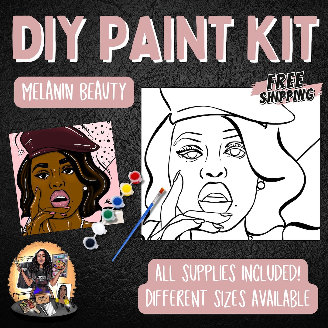 Melanin DIY Paint Party Kit, Paint and Sip Canvas, Sip and Paint ...