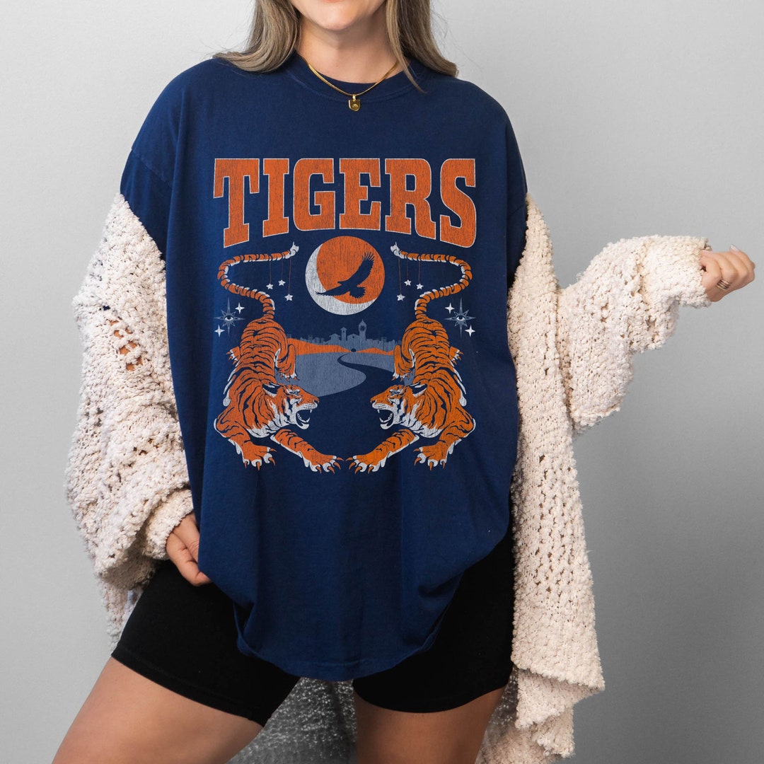 Tigers Shirt Tigers T Shirt Navy and Orange Tigers Graphic Tee - Etsy
