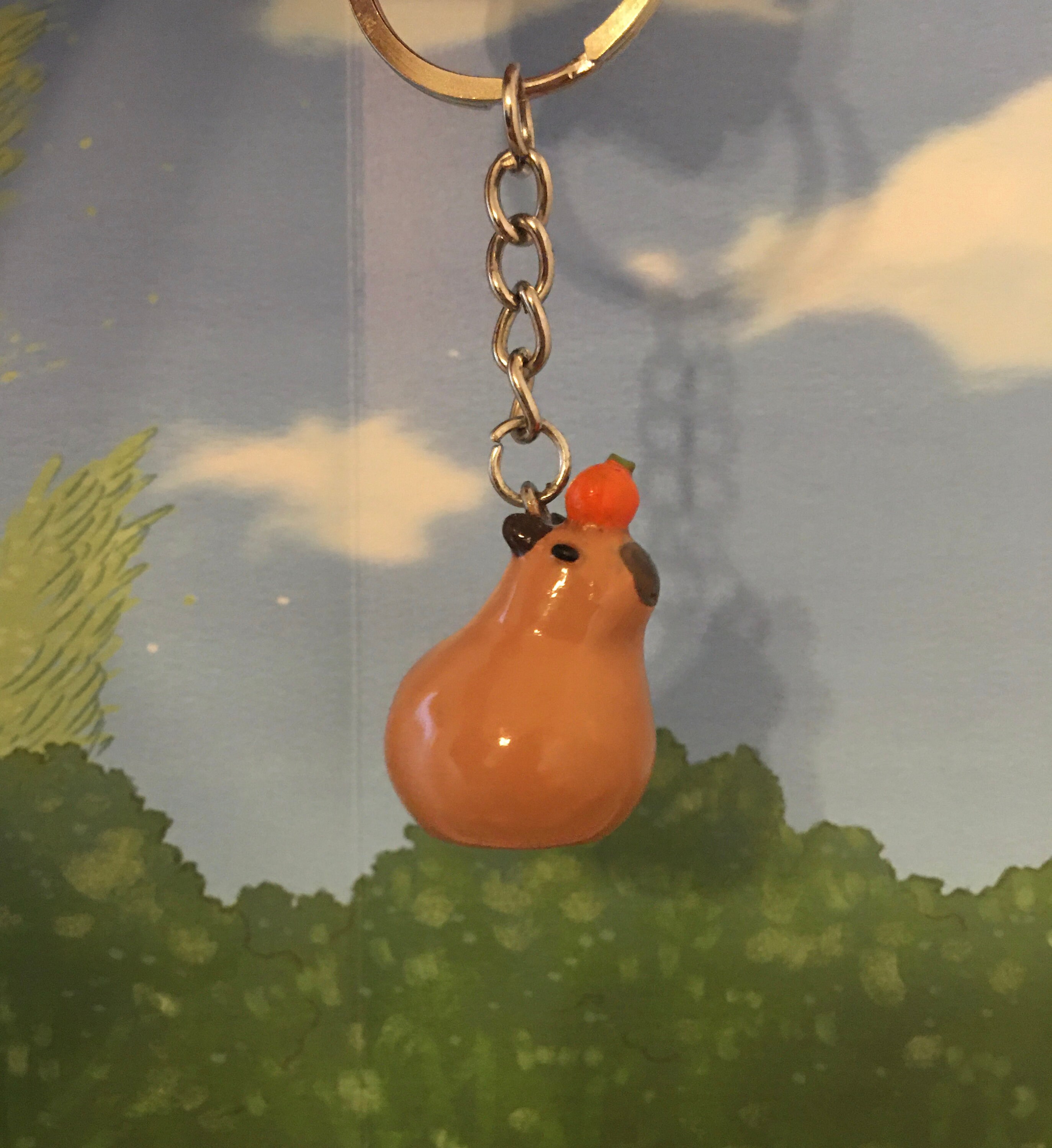 Cute Capybara Keychain Capybara With Orange - Etsy