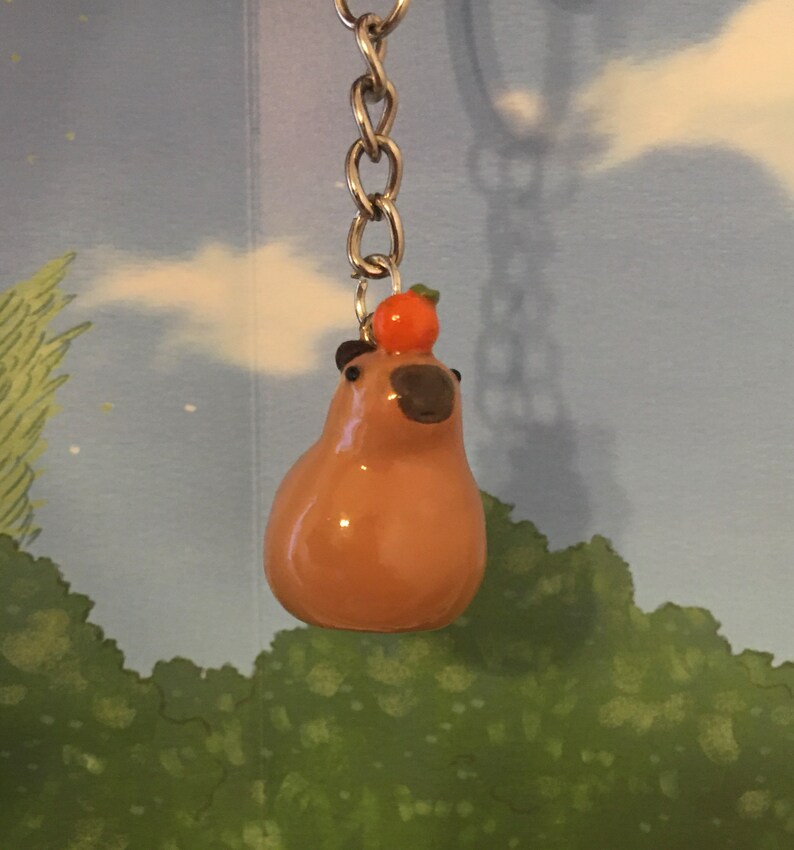 Cute Capybara Keychain Capybara With Orange - Etsy