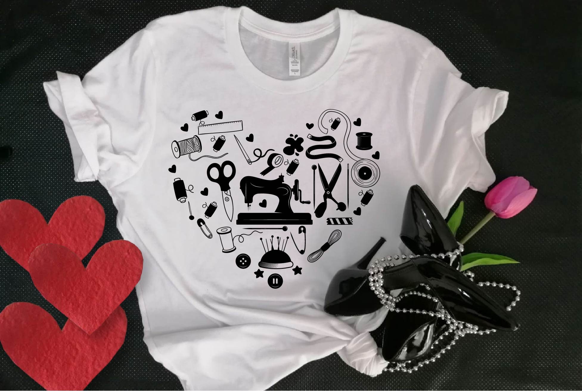 Sewing Equipment Heart Arrangement SVG, EPS, DXF Cut File / Sewing ...