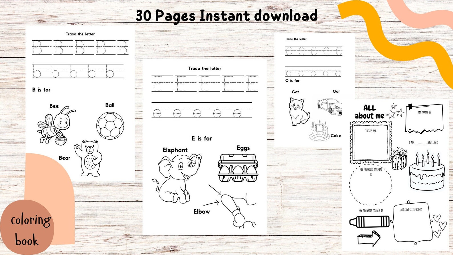 Printable Alphabet Coloring Book for Kids, Homeschool Activities for ...