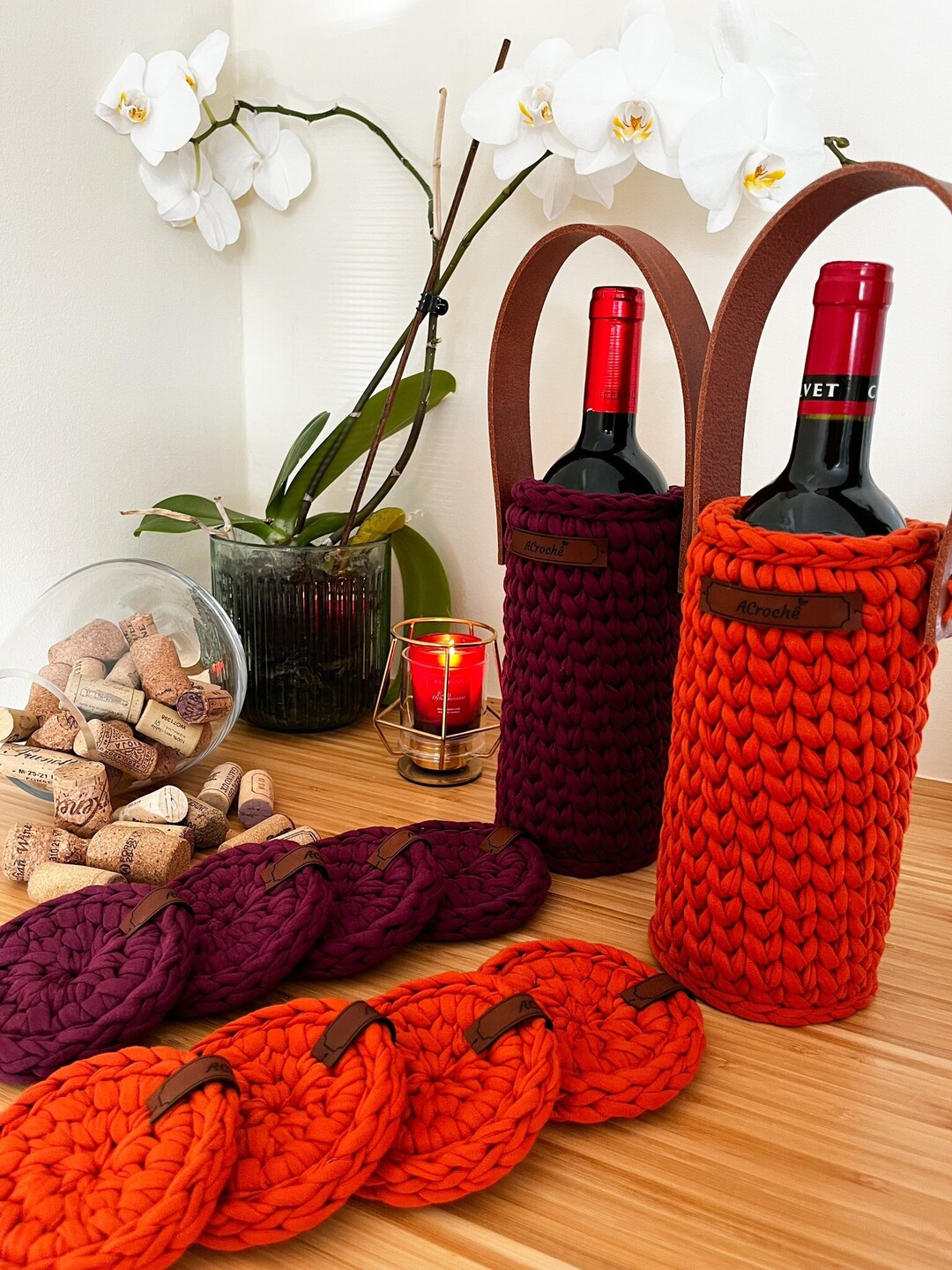 Crochet Wine Bag Handmade - Etsy