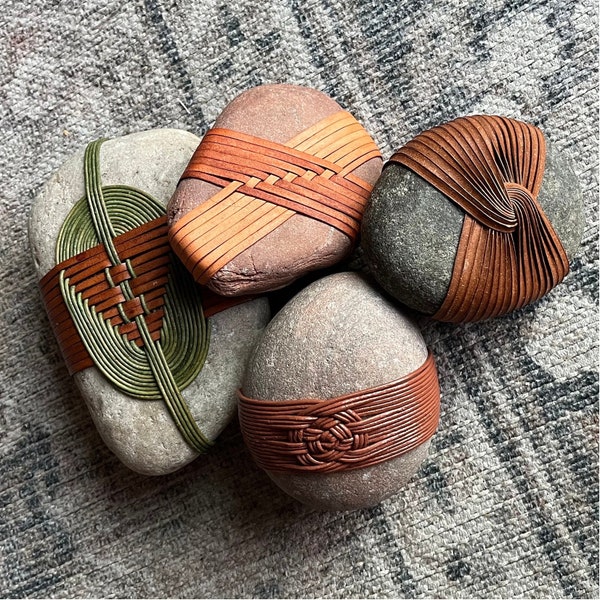 Leather Wrapped Rock - Etsy