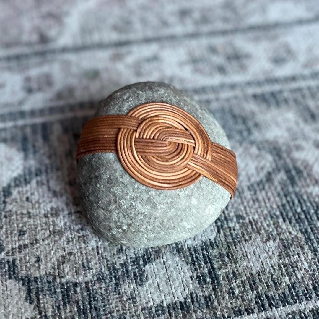 Artisan Leather Wrapped Stone in Light Brown - Etsy