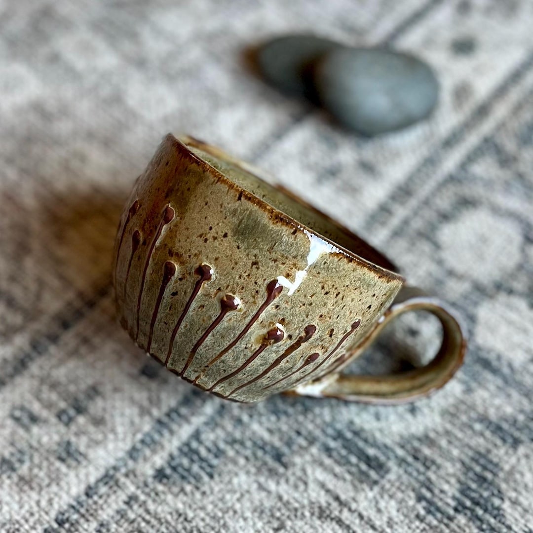 Textured Stoneware Tea Cup - 8 Oz. - Etsy