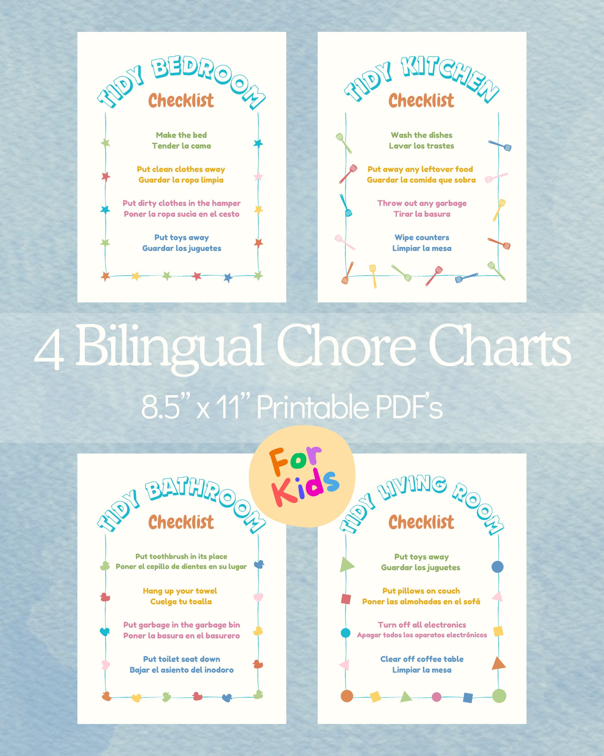 Bilingual Chore Charts for Kids - Etsy
