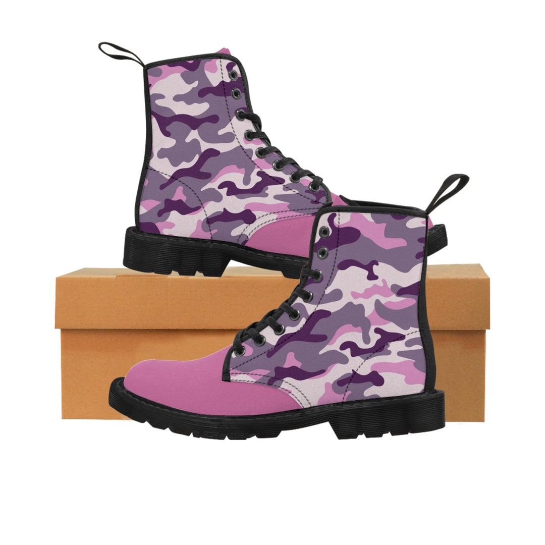 Women's Pink Camo Canvas Boots - Etsy