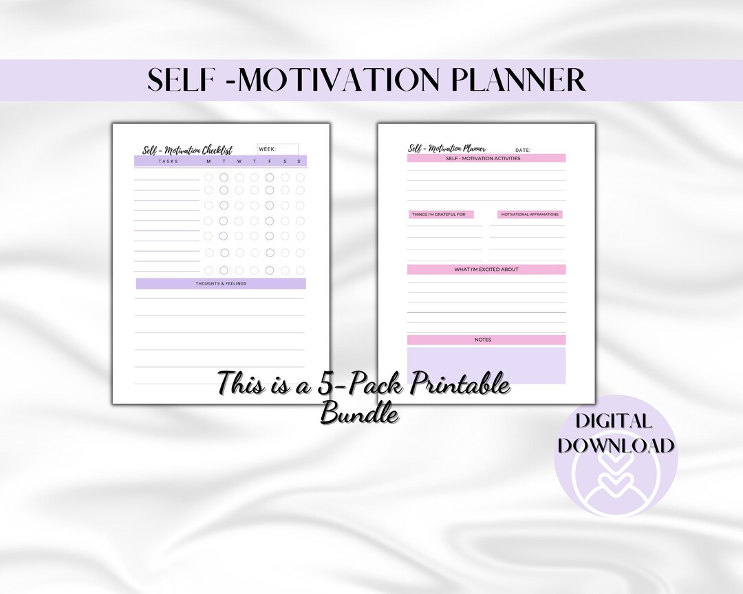 Self-motivation Planner Goals Tracker Self-love Daily Undated Printable ...