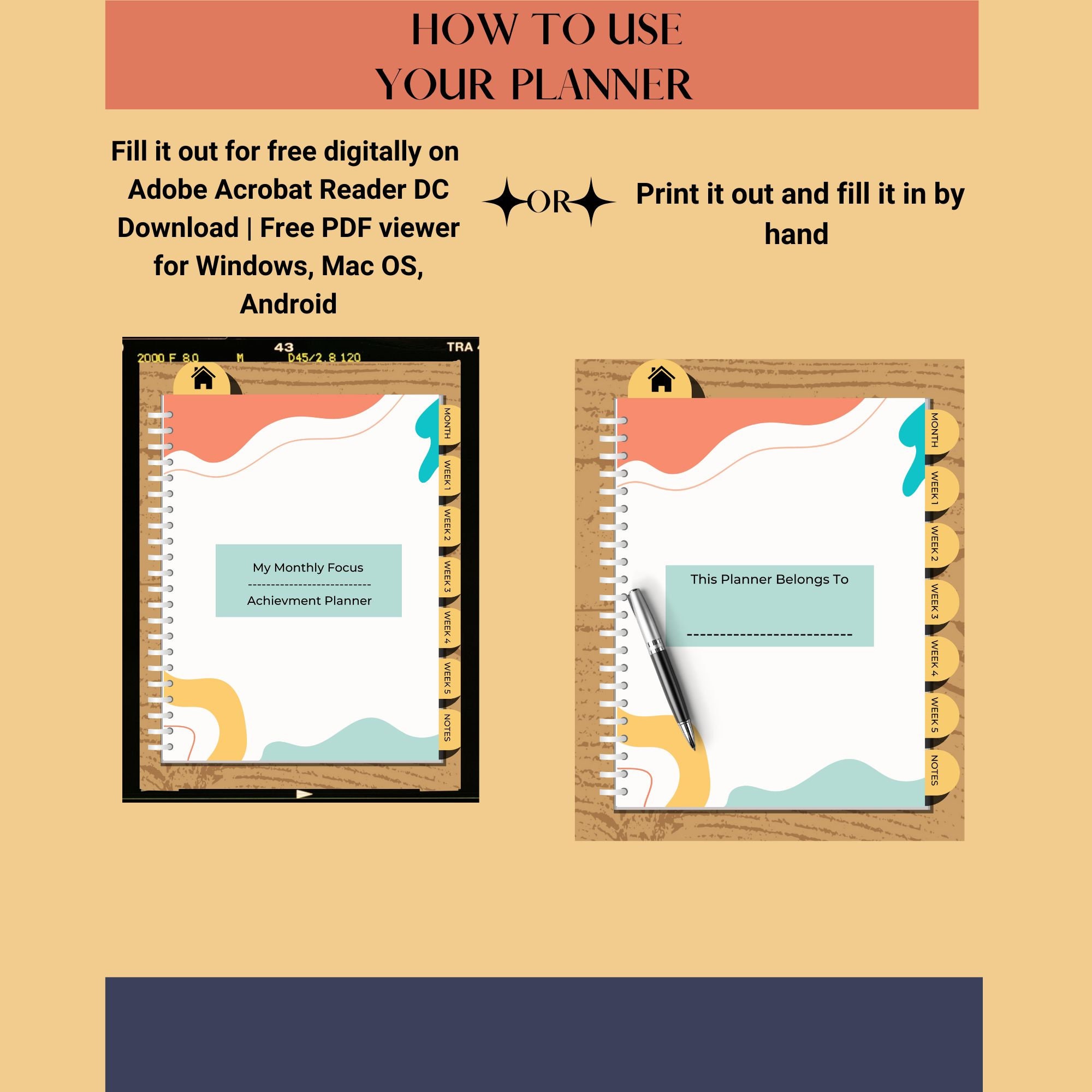 ADHD Monthly Planner Undated Planner Focus and Achievements Monthly ...