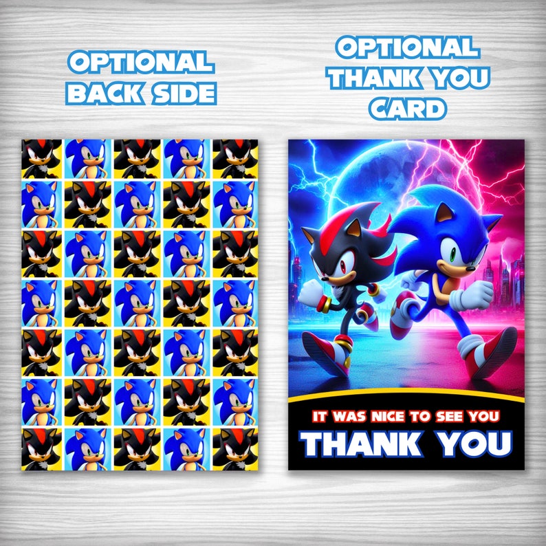 Ultimate Speed Sonic Shadow Birthday Invitation Sonic the Hedgehog ...
