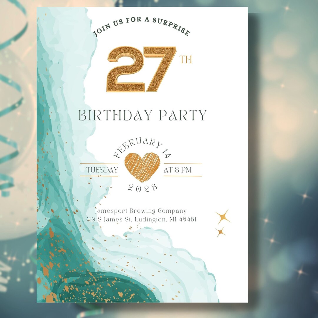 Surprise Party 27th Birthday Invitation-magical Birthday Party-digital ...